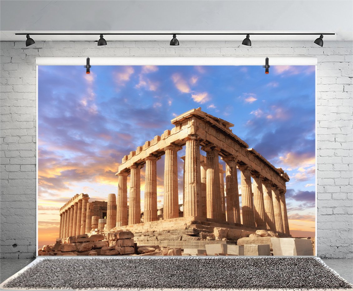 LFEEY 5x3ft Sunset Greece Parthenon Photo Backdrop Historical Building ...