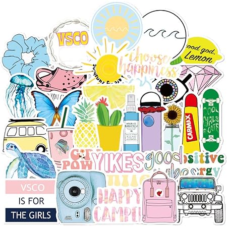 Amazon.com: Vsco Stickers for Water Bottle 50 Packs, Cute Waterproof ...
