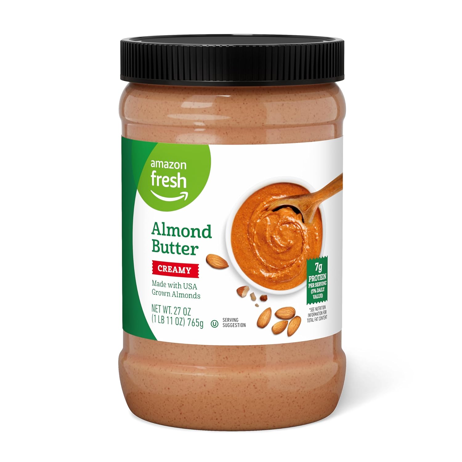 Amazon.com : Amazon Fresh, Creamy Almond Butter, 27 Oz (Previously ...