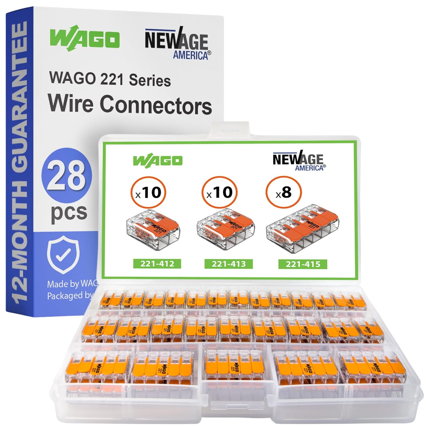 WAGO 221 Series Compact Splicing Wire Connector Assortment Pack 28pc ...