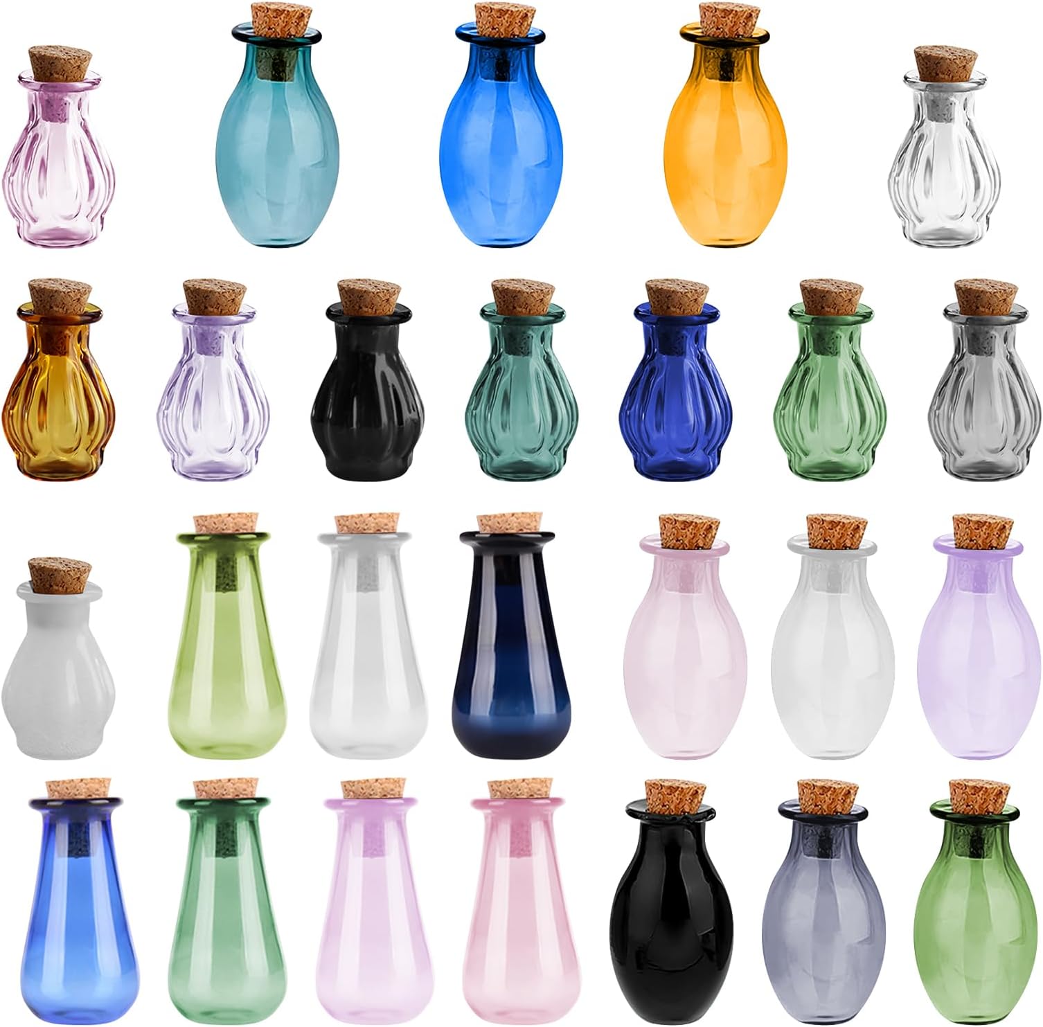 Amazon.com: AlifordGlass Mini Glass Bottles with 6 Different Shapes Can ...