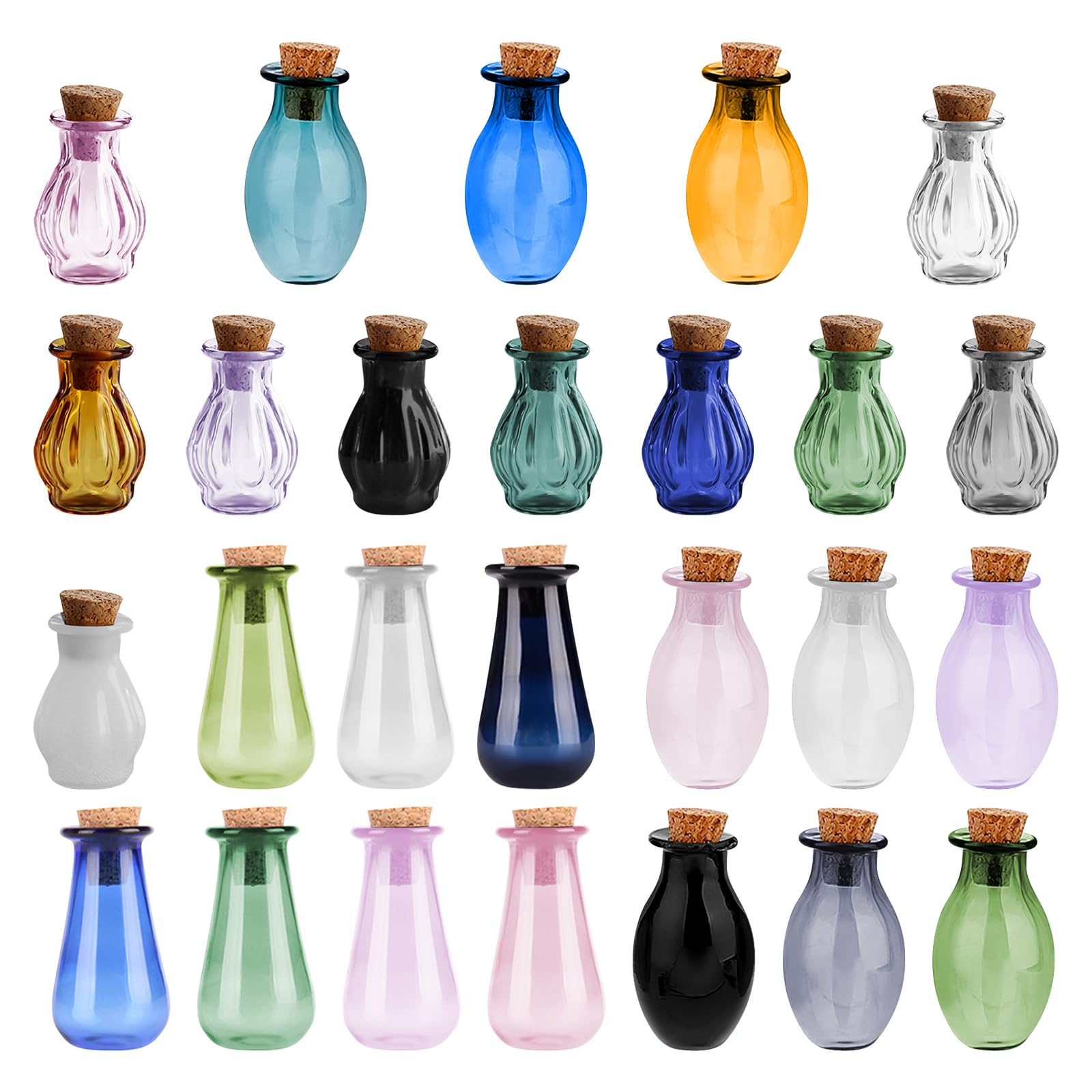 Amazon.com: dcvbny Mini Glass Bottles with Cork Stopper,Colorful Tiny ...