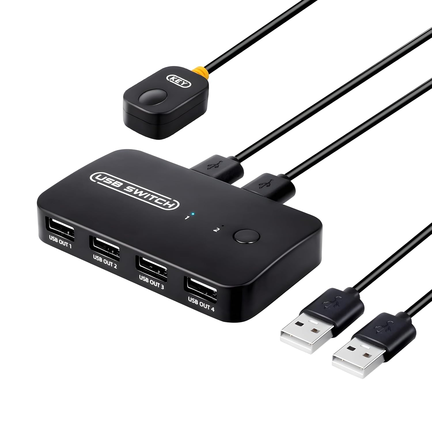 XIKKART USB Switch Selector 2 Computers Sharing 4 USB 2.0 Devices ...