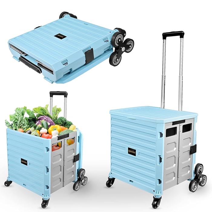 Buy Foldable Utility Cart with Wheels, Stair Climbing Collapsible ...