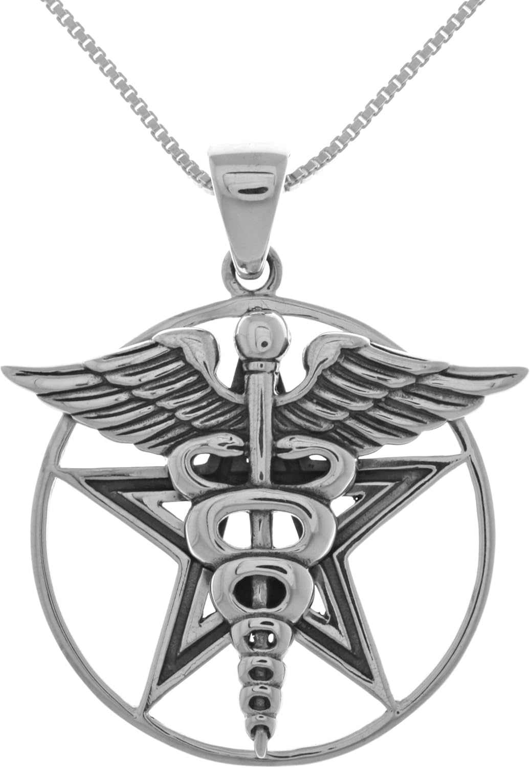 Amazon.com: Jewelry Trends Caduceus Star Pentagram Pentacle Sterling ...