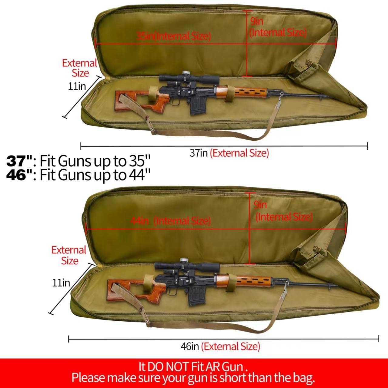 Snapklik.com : 46 Rifle Bag, Khaki Tactical Long Rifle Backpack ...
