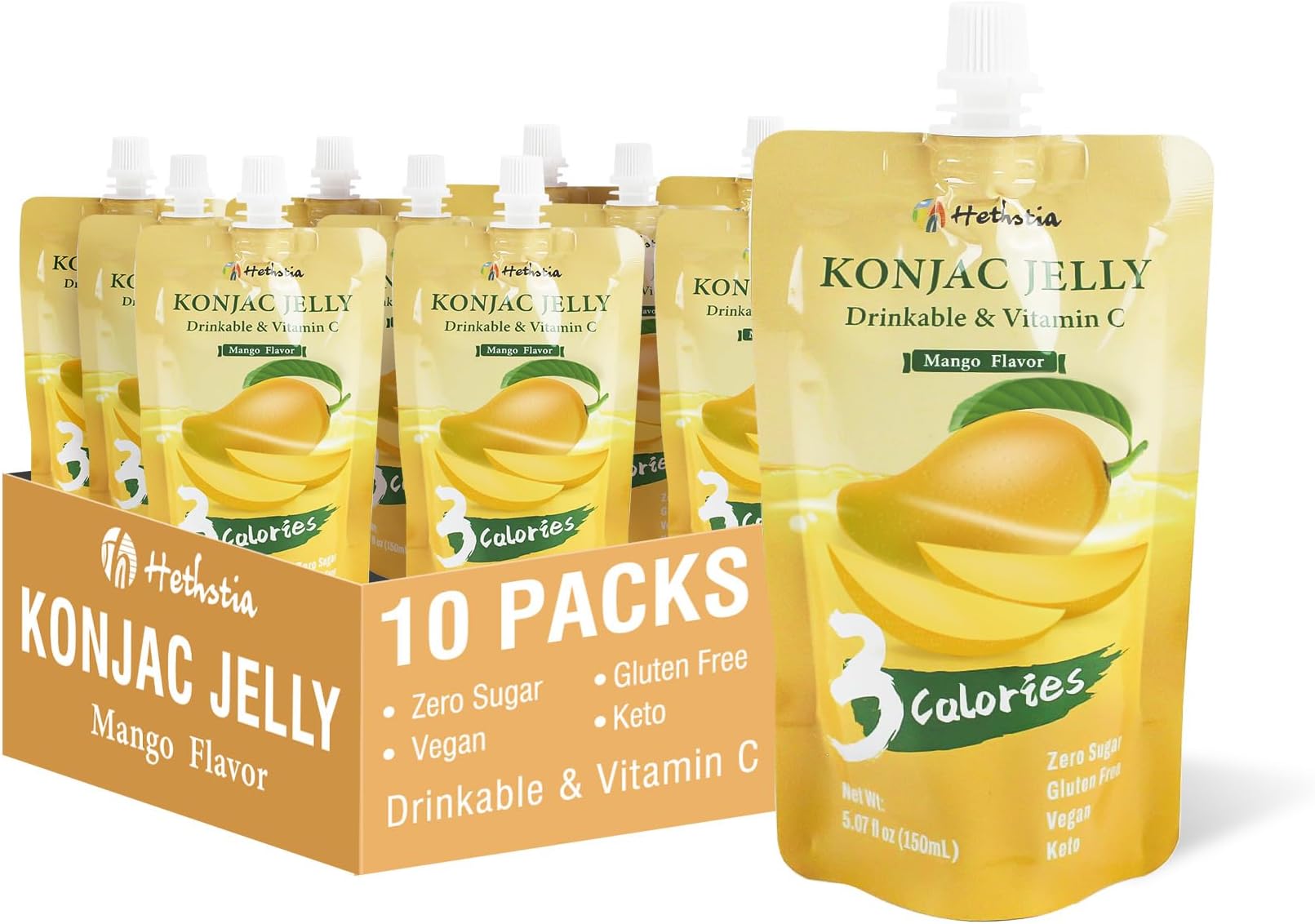 Amazon.com : Hethstia Konjac Jelly Peach Flavor Squeeze Pouch, 10 Packs Drinkable Peach Jelly ...