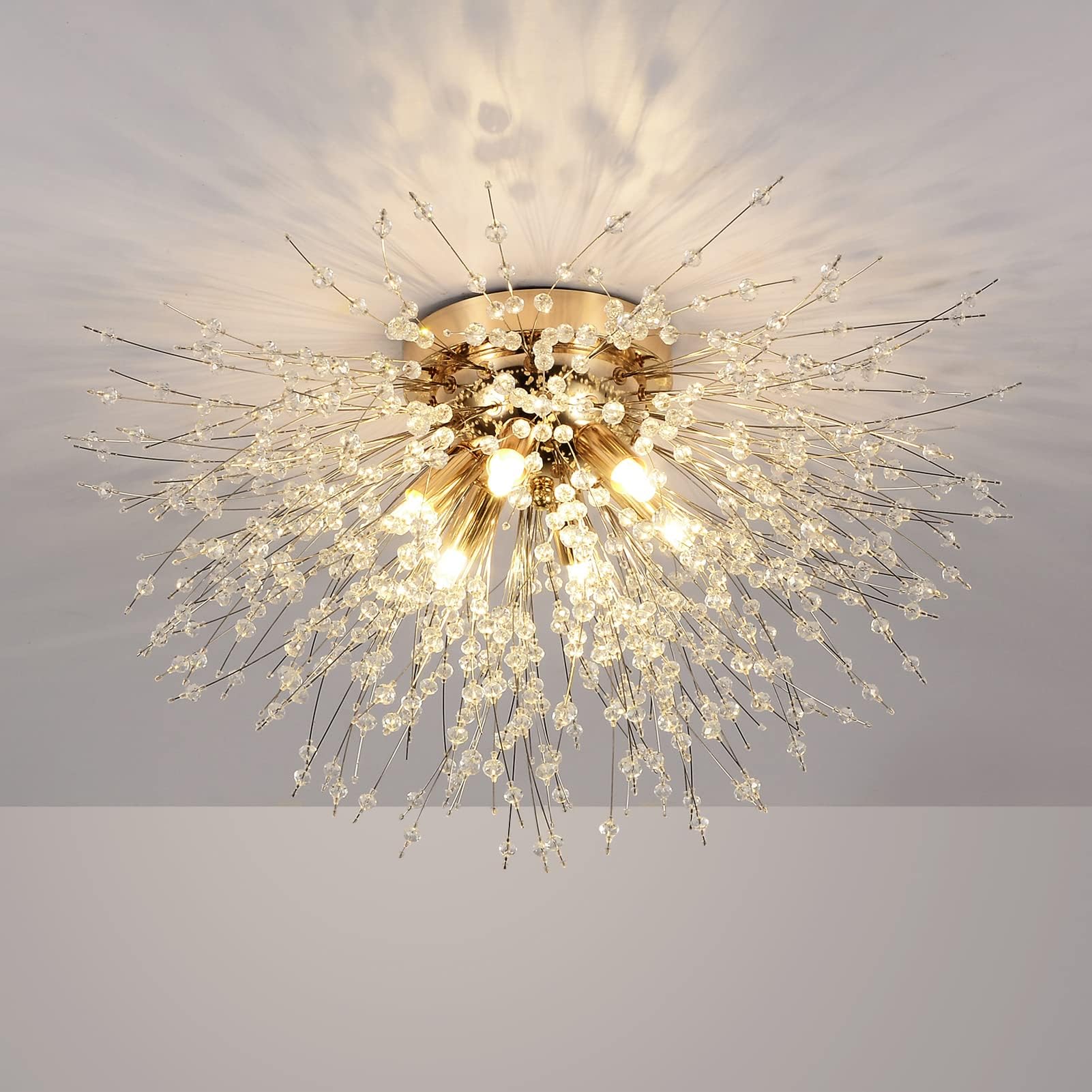 Stepeak Modern Crystal Ceiling Lights Chandelier, Gold Fireworks ...
