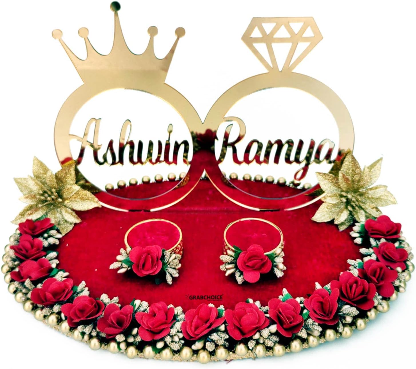 Buy It's a Match Wood Personalized Engagement Ring Tray, Ring Plate ...