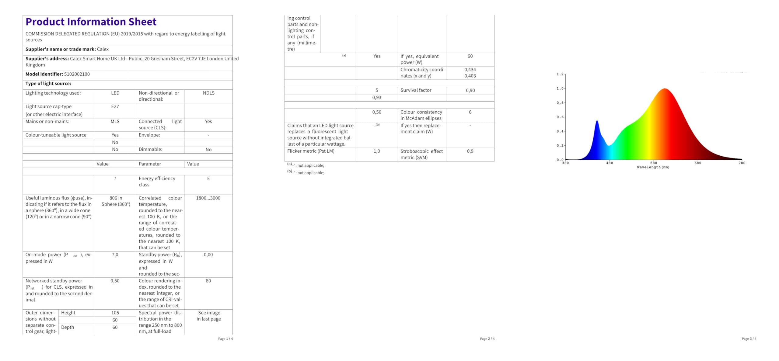 CALEX - Smart LED Bulb E27, WiFi LED A60 Bulb, Warm White Light, App ...