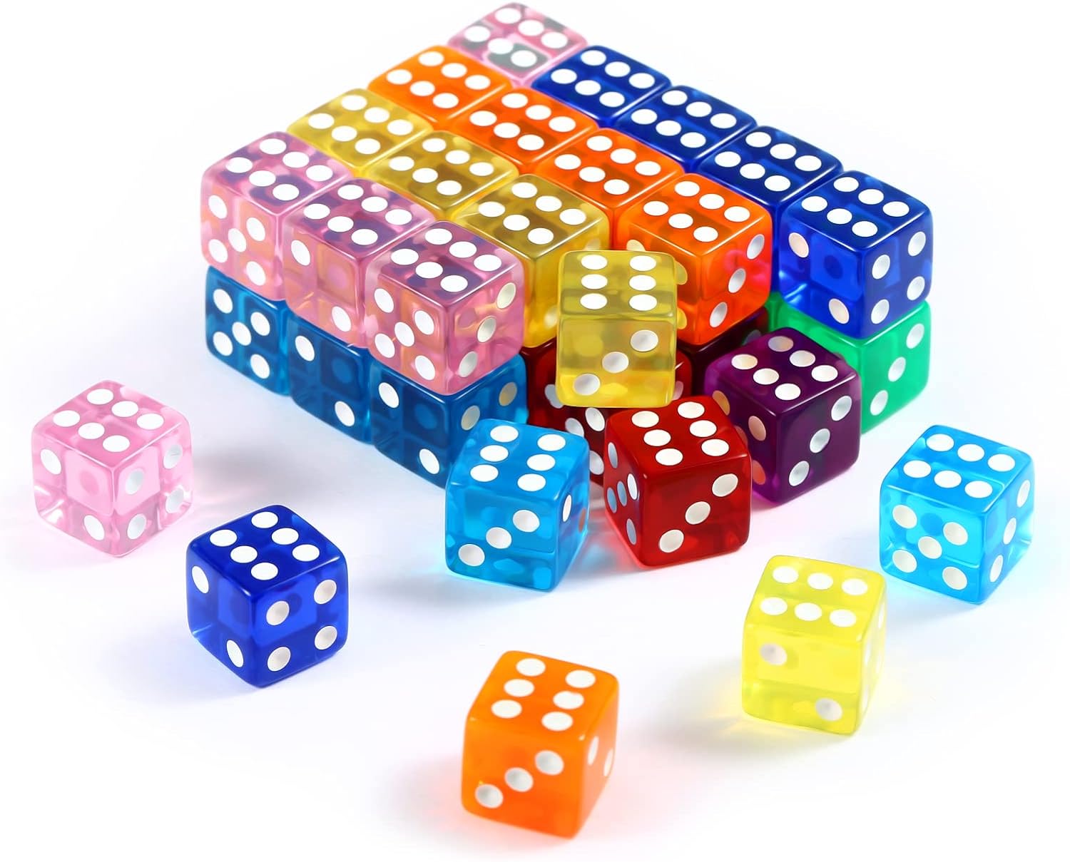 Amazon.com: Yinsun 40 Pieces 16mm Colored Dice Set，6 Sided Bulk Dice ...