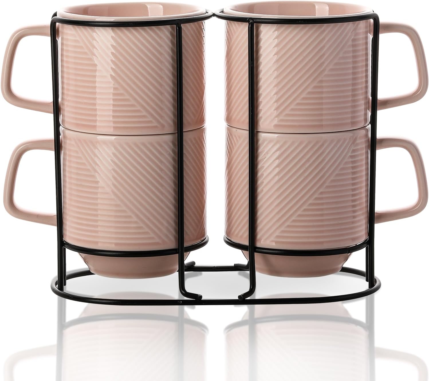 Amazon.com: Adewnest Stackable Coffee Mugs with Rack : 13 oz Stacking ...