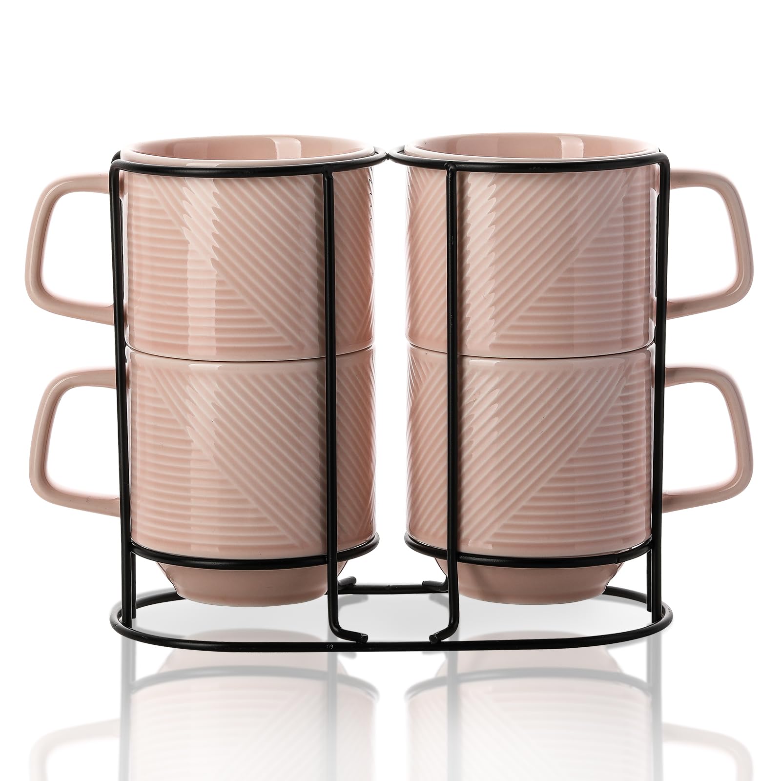 Amazon.com: Adewnest Stackable Coffee Mugs with Rack : 13 oz Stacking ...