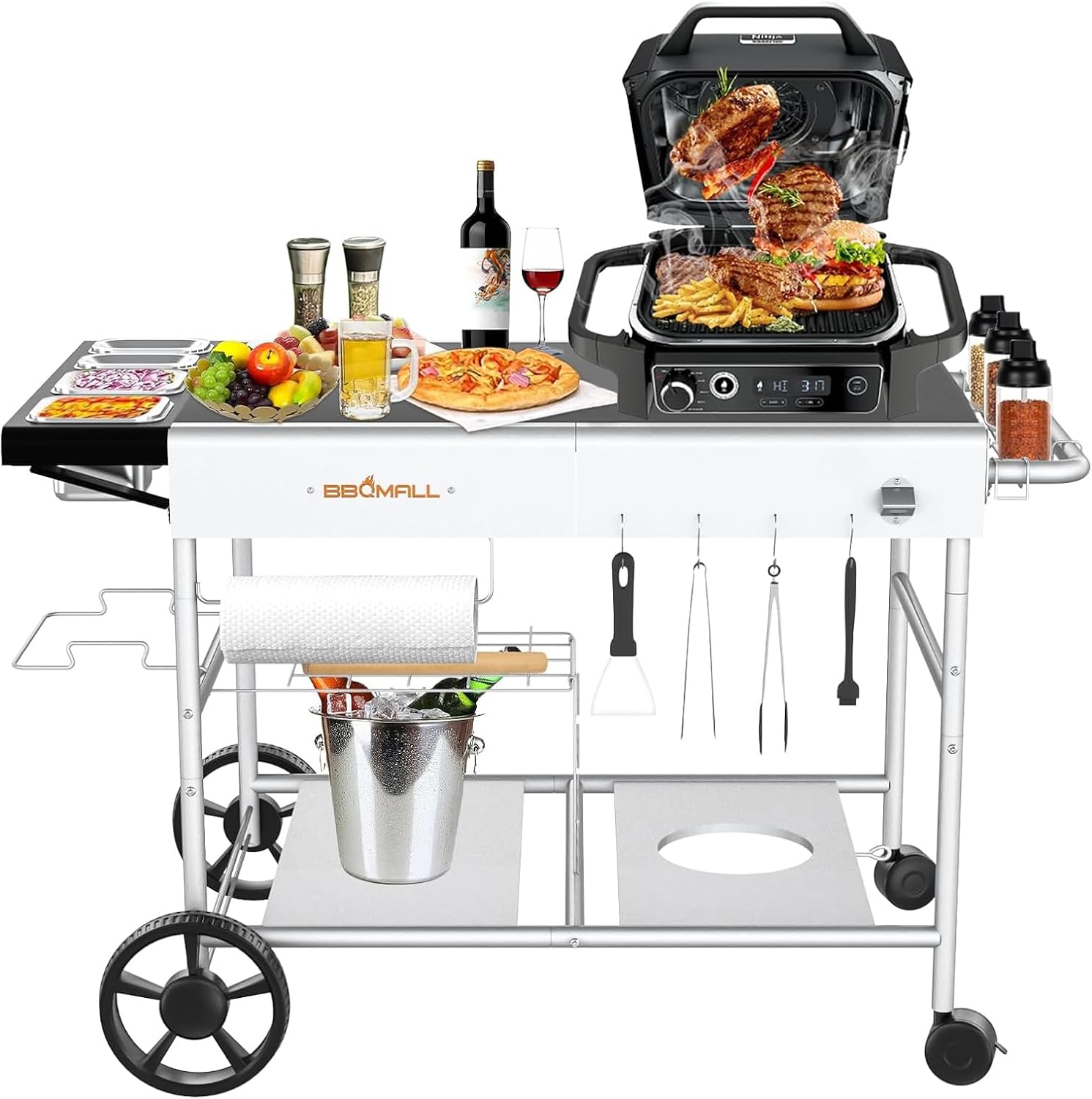 GFTIME Grill Cart BBQ Stand for Pizza oven, Ninja Woodfire Outdoor ...