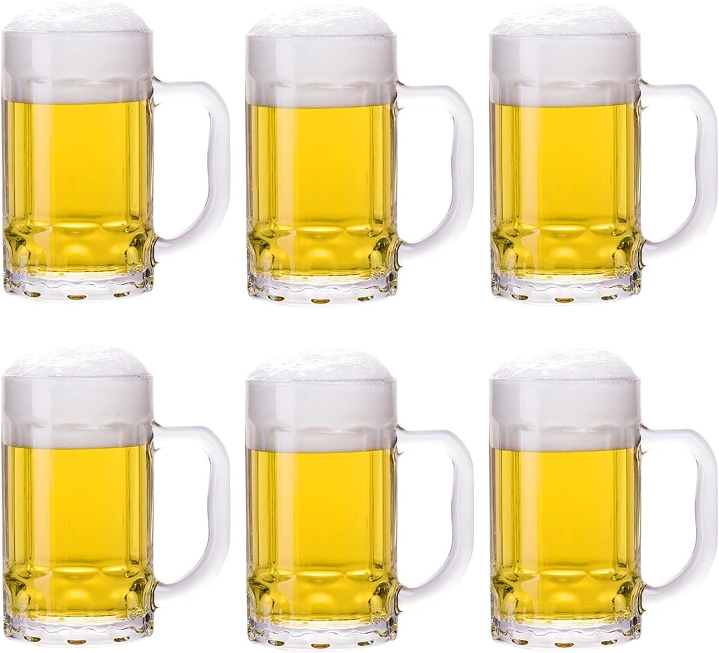 Amazon.com | COKTIK 6 Pack Heavy Large Beer Glasses with Handle - 14 ...
