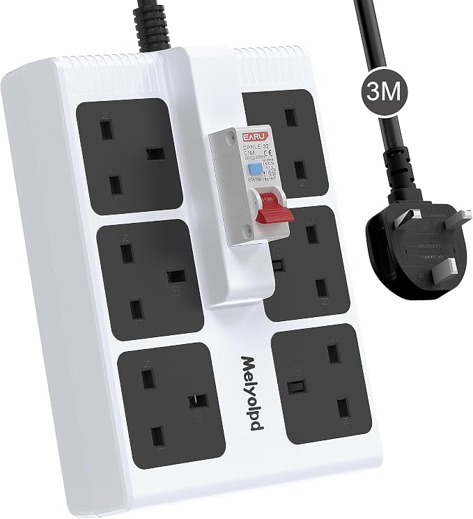 Melyolpd RCD Extension Lead GFCI Surge Protected Extension, 3M Heavy ...
