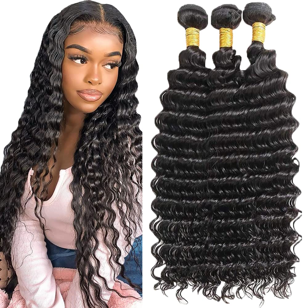 Amazon.com : Human Hair Bundles Deep Wave Bundles Human Hair ...