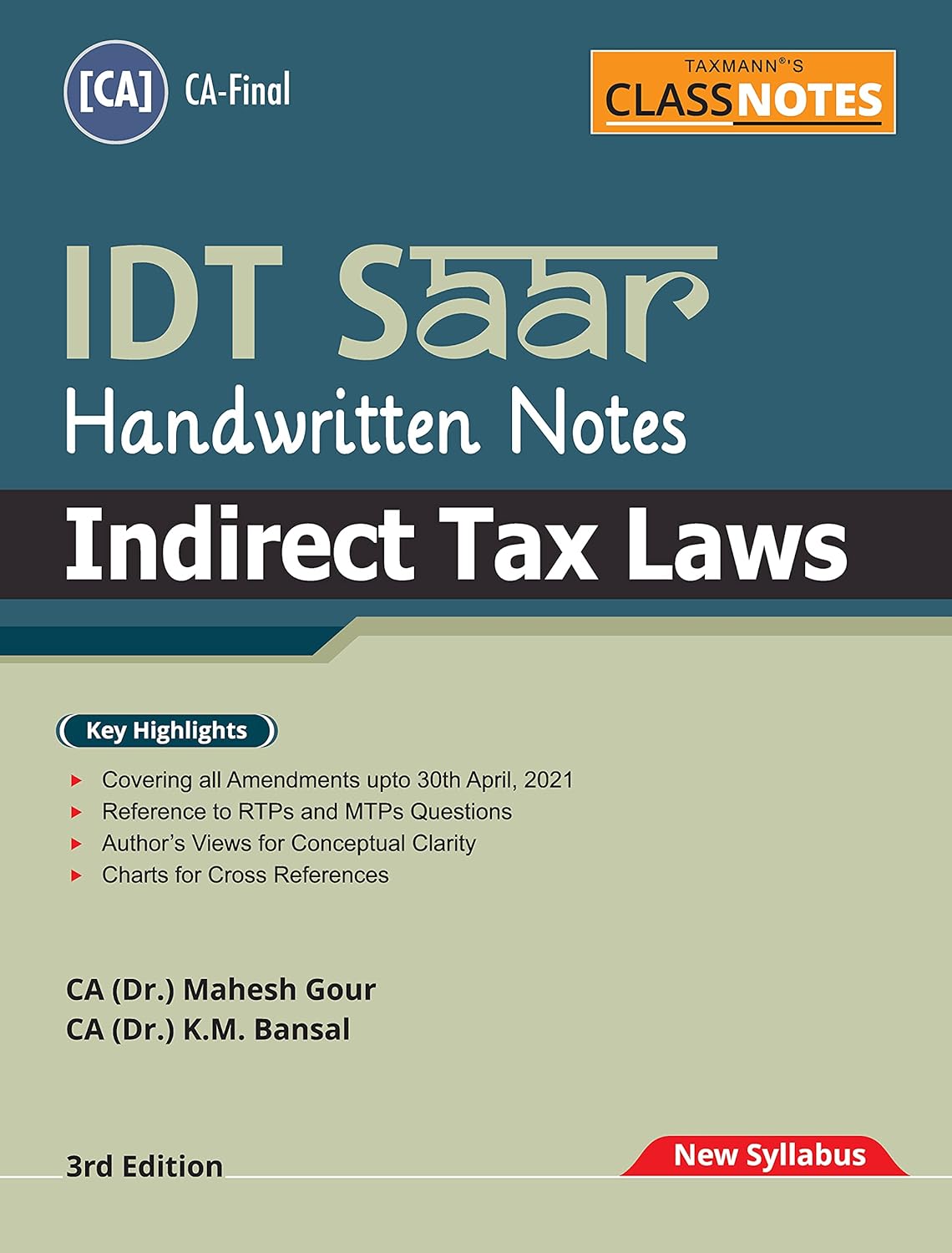 Buy Taxmann’s CLASS NOTES for Indirect Tax Laws | IDT SAAR – Explaining ...