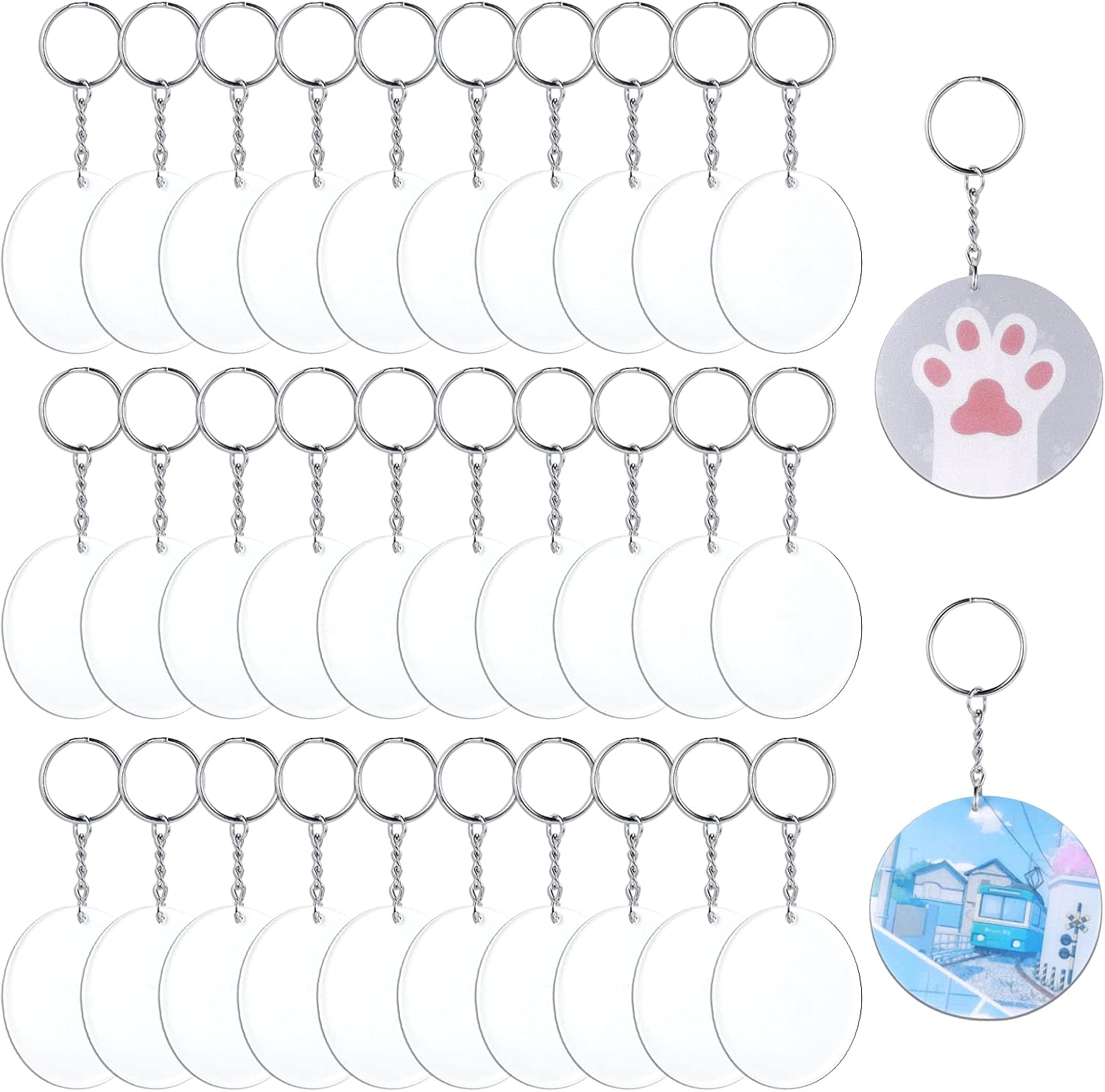 Amazon.com: Acrylic Keychain Blanks, GLIHRO 90 Pcs Clear Keychains for ...