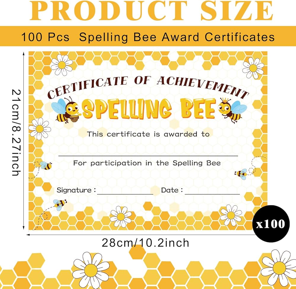 Spelling Bee Award Template Spelling Bee, Spelling Bee Certificate