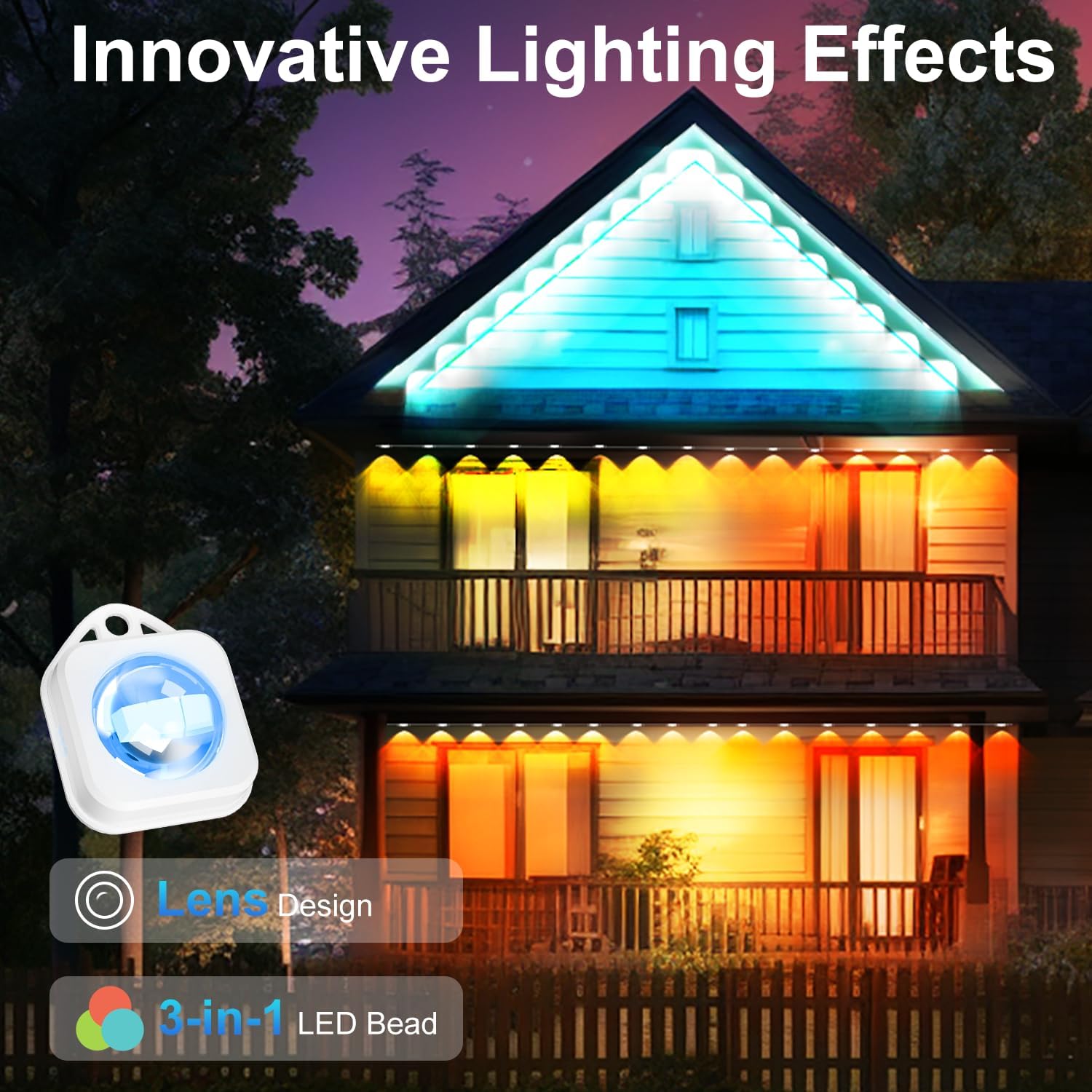 LemonNova Luces permanentes para exteriores, 100 pies con 72 luces LED ...