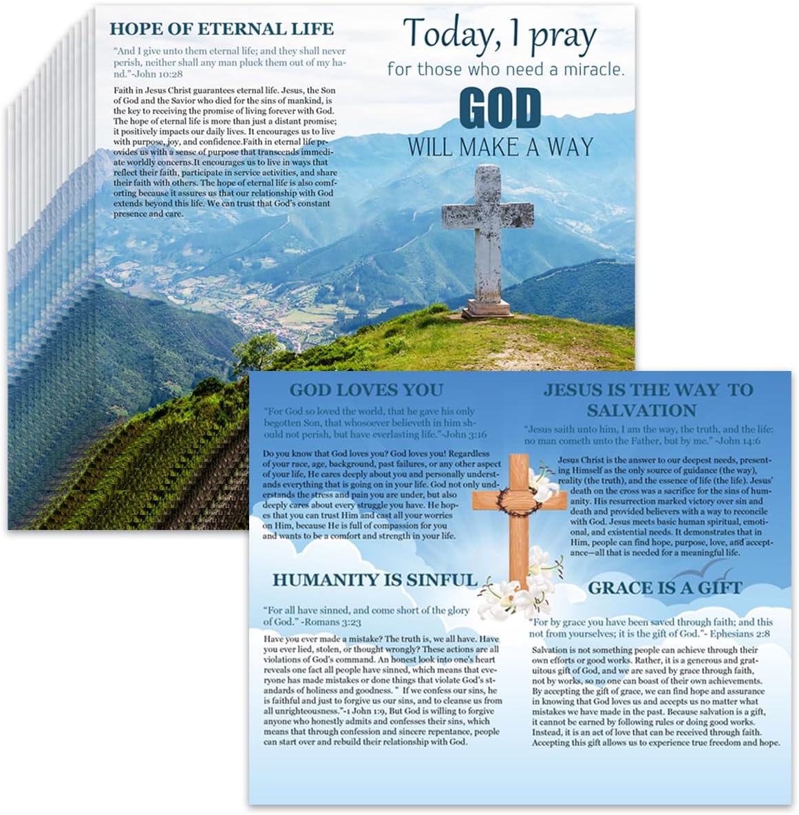 Amazon.com : PureHeaven 300 Pcs Gospel Tract Card Salvation Cards Bible ...