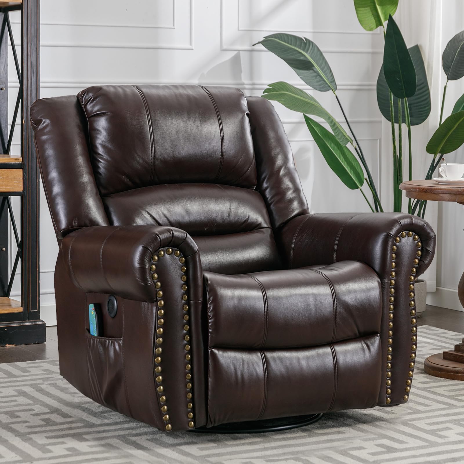 Amazon.com: SOCIALCOMFY Swivel Rocker Recliner Chair with Heat and ...