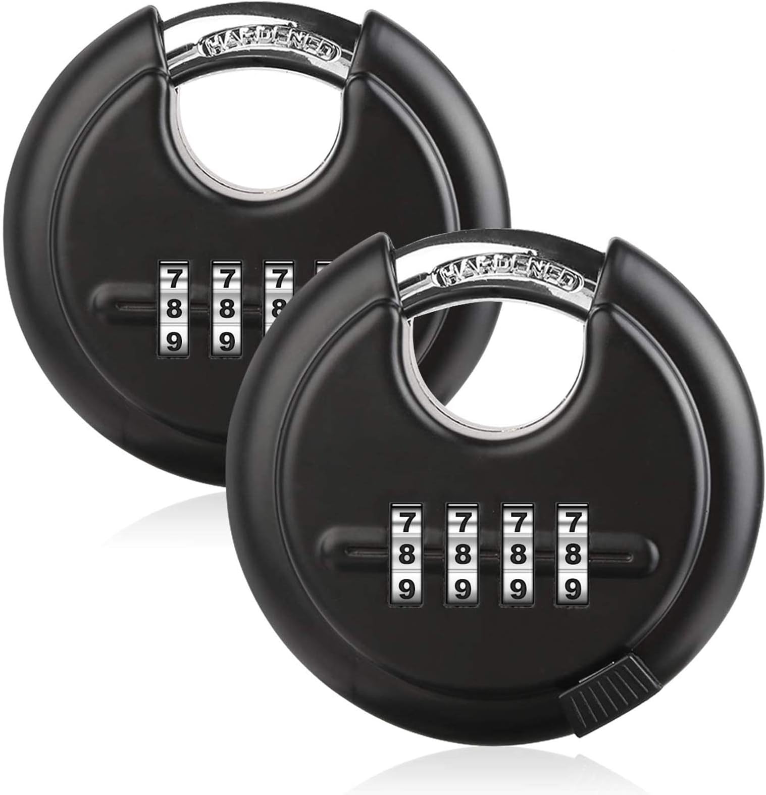 QWORK® 2 Pack Stainless Steel Disc Padlock with 4 Digit for Warehouse ...