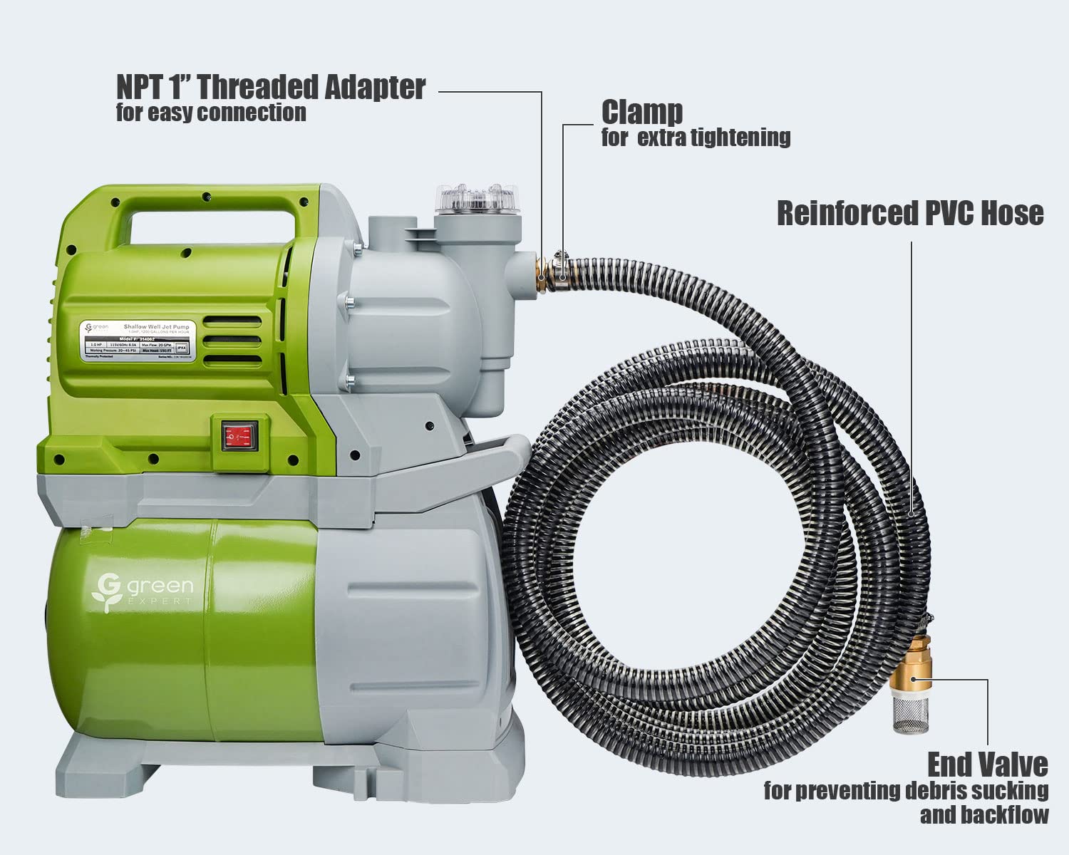 Snapklik.com : Green Expert 25FT X 1 ID Suction Hose Brass Fittings ...