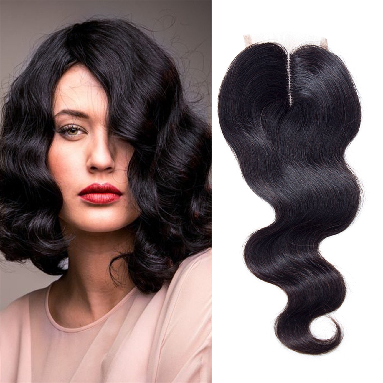 Amazon.com : Alissa Brazilian Hiar Lace Closure Human Hair Body Wave ...