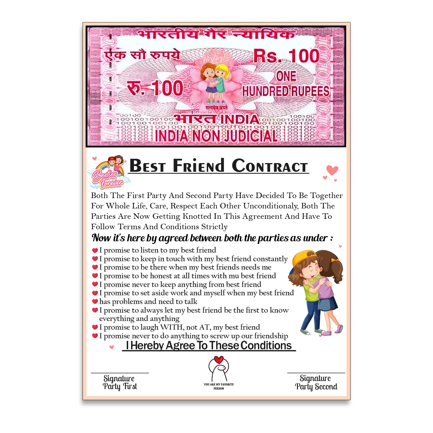 StarLaser Best Friend Contract Agreement | Best Friend Gift ...