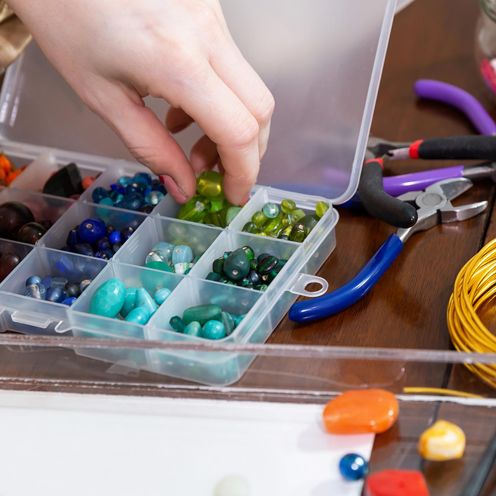 KINJOEK 8 Pack 24 Grids Plastic Bead Organizer Containers Storage ...