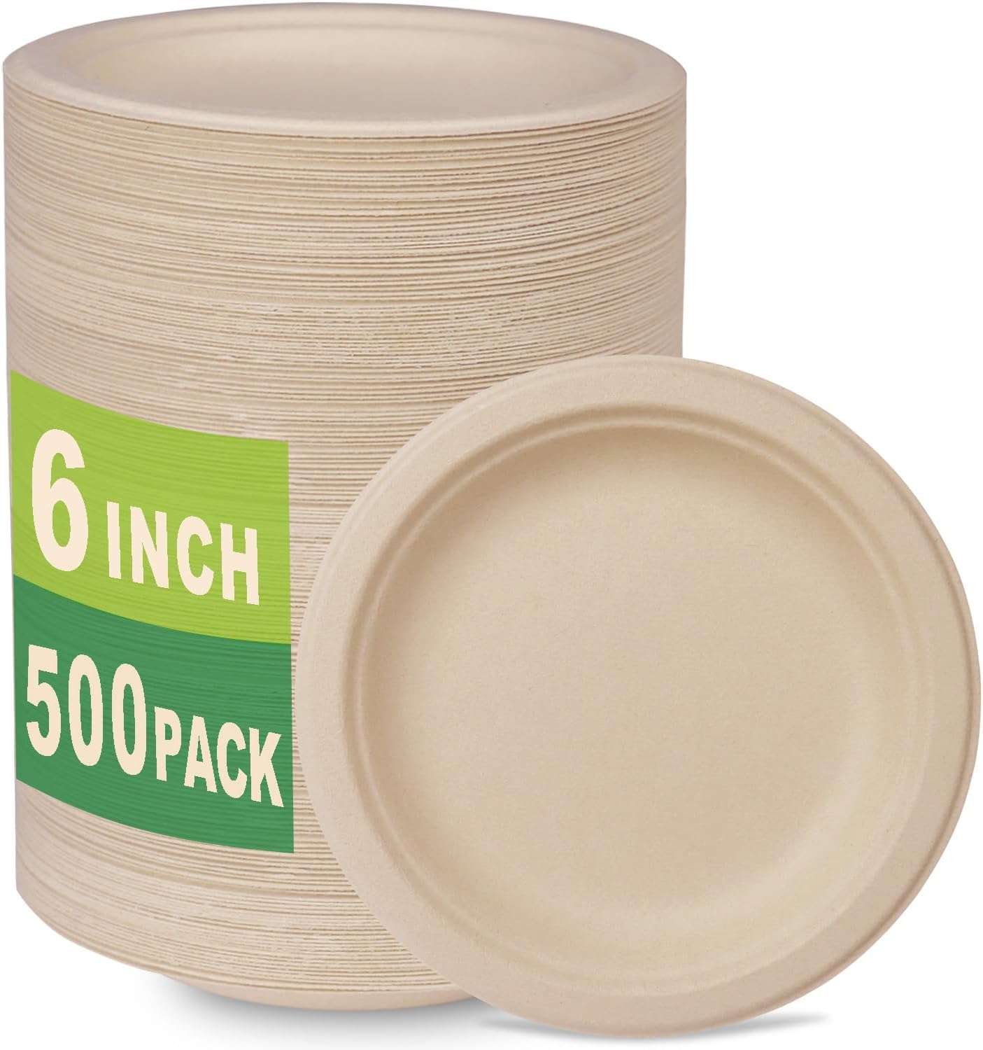 Amazon.com: GreenWorks 500 Count 6“ Small Compostable Dessert Plates ...
