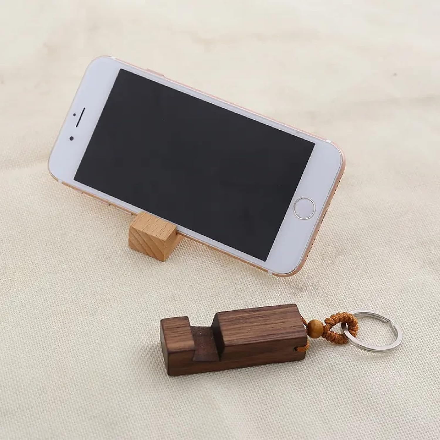 Amazon.com: Portable Wooden Phone Holder with Key Chain Mobile Phone ...
