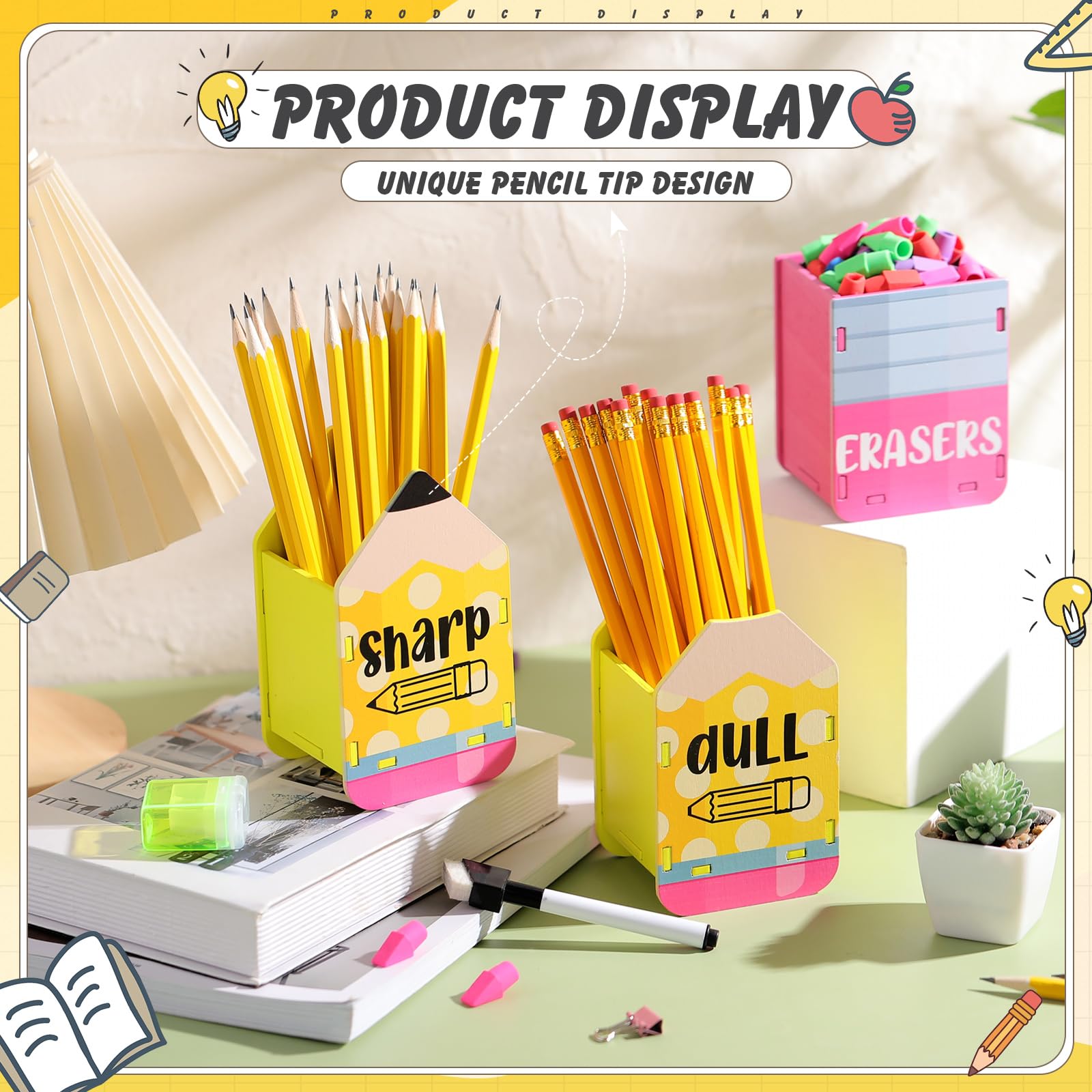 Snapklik.com : DoubleFill 3 Pcs Sharp And Dull Pencil Holder Eraser ...