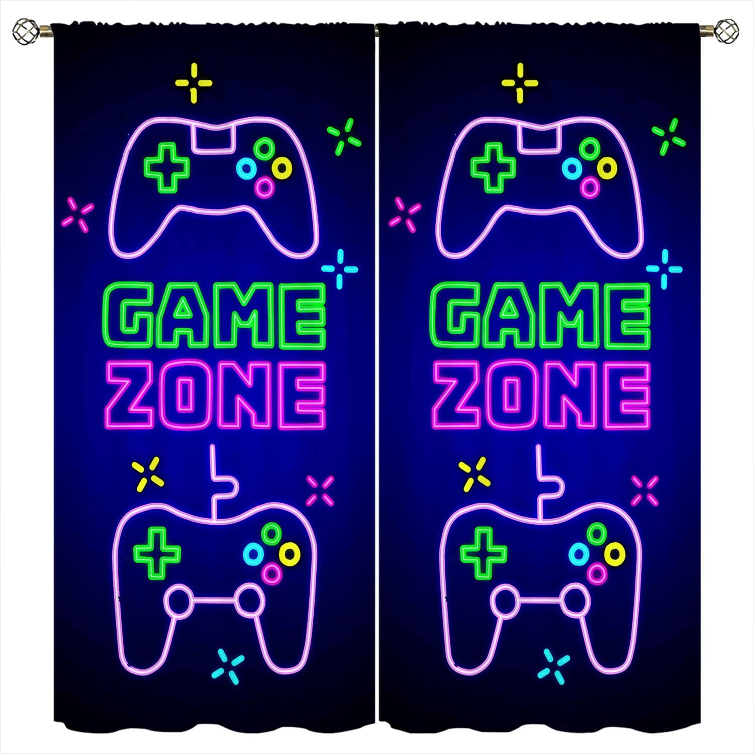 Amazon.com: Gaming Window Curtain Panels Rod Pocket Gamer Teens Boys ...