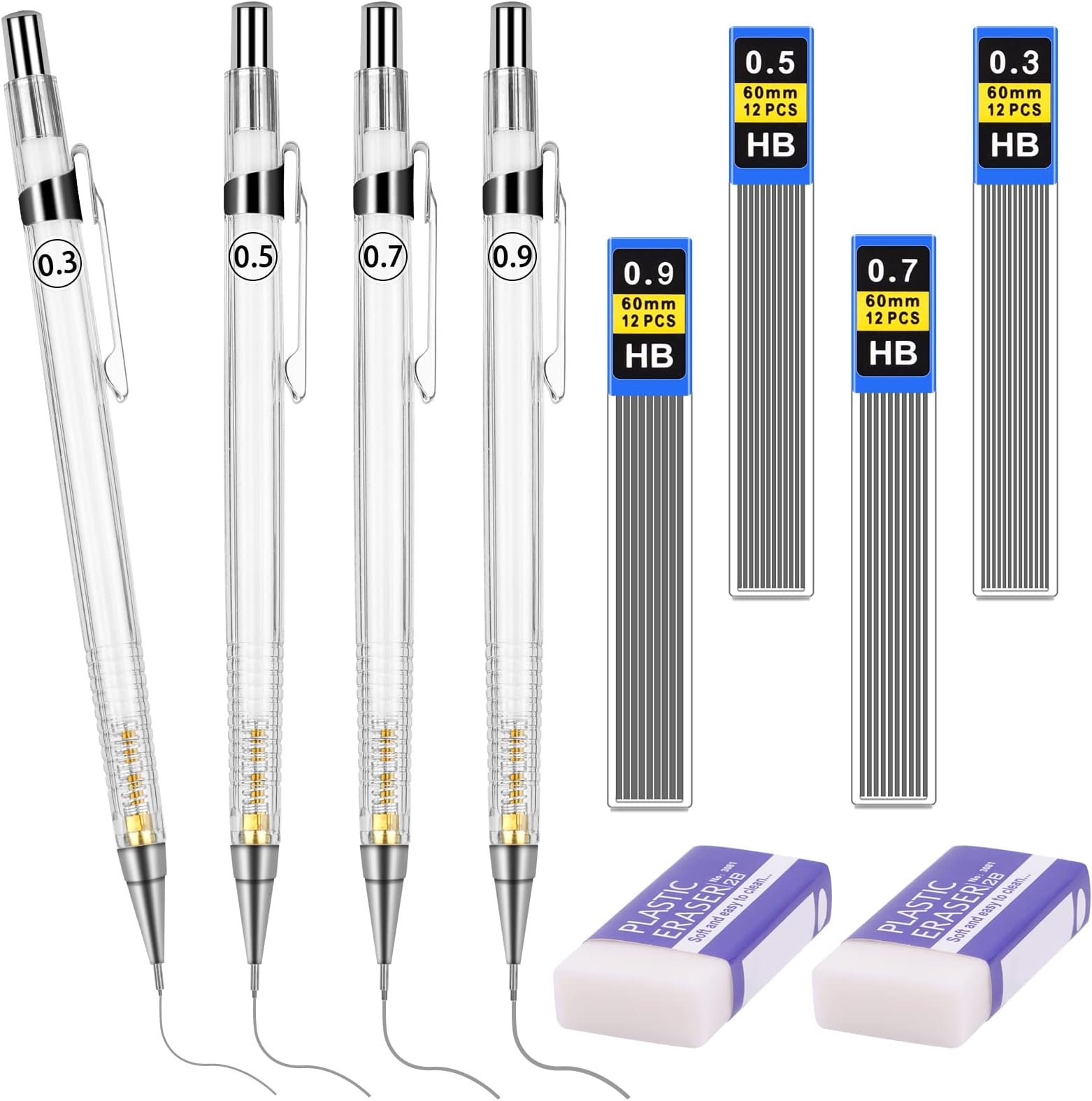 YISAN Mechanical Pencil Set 0.3 & 0.5 & 0.7 & 0.9mm,Automatic Pencil ...