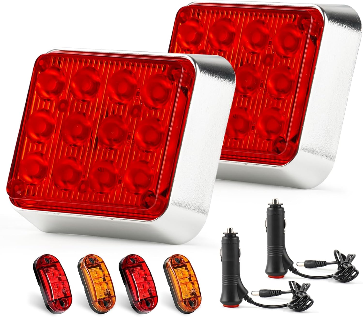 Amazon.com: LIGBT Red LED Magnetic Trailer Lights 2Packs Wireless ...