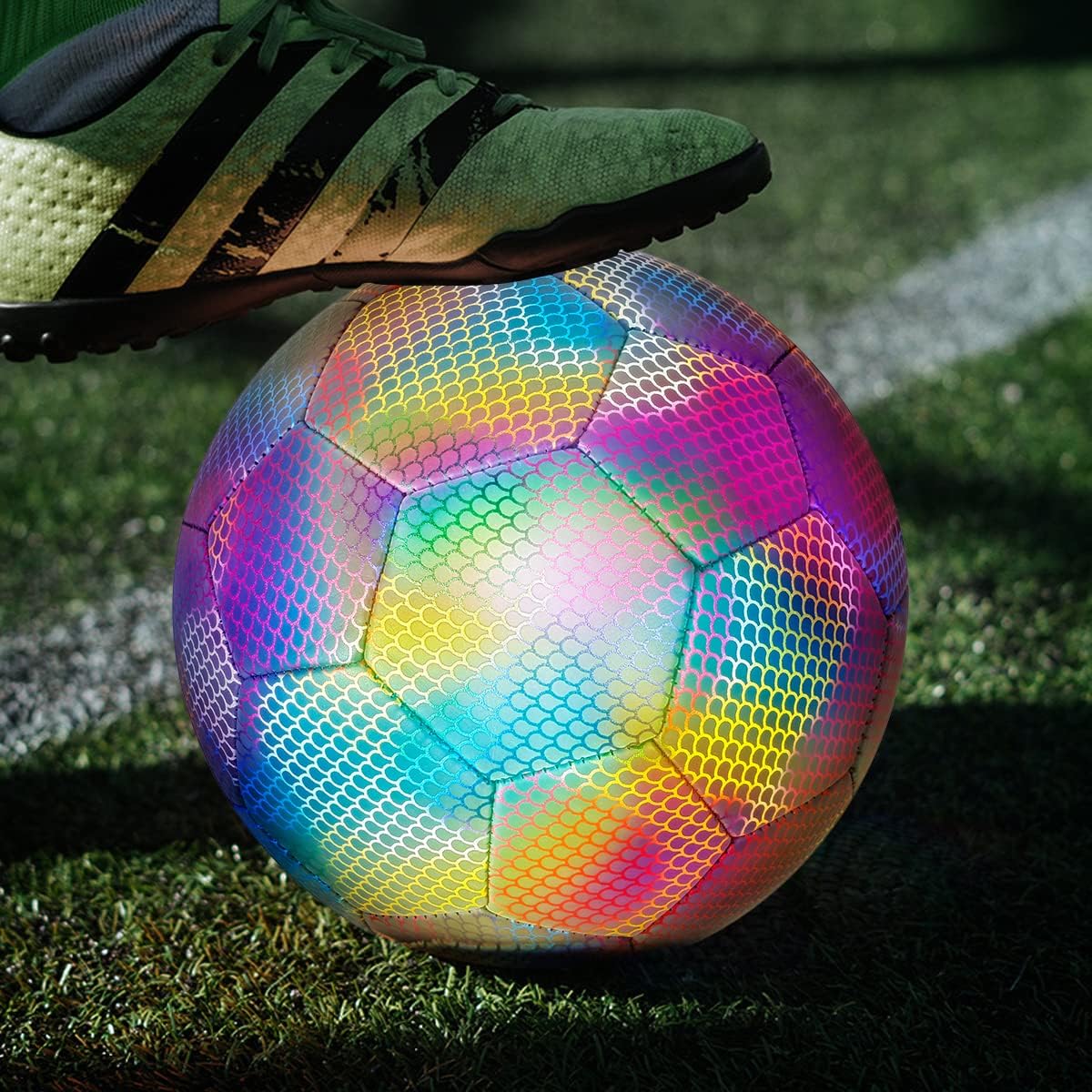 Holographic Reflective Glowing Soccer Ball for Night Games & Training ...
