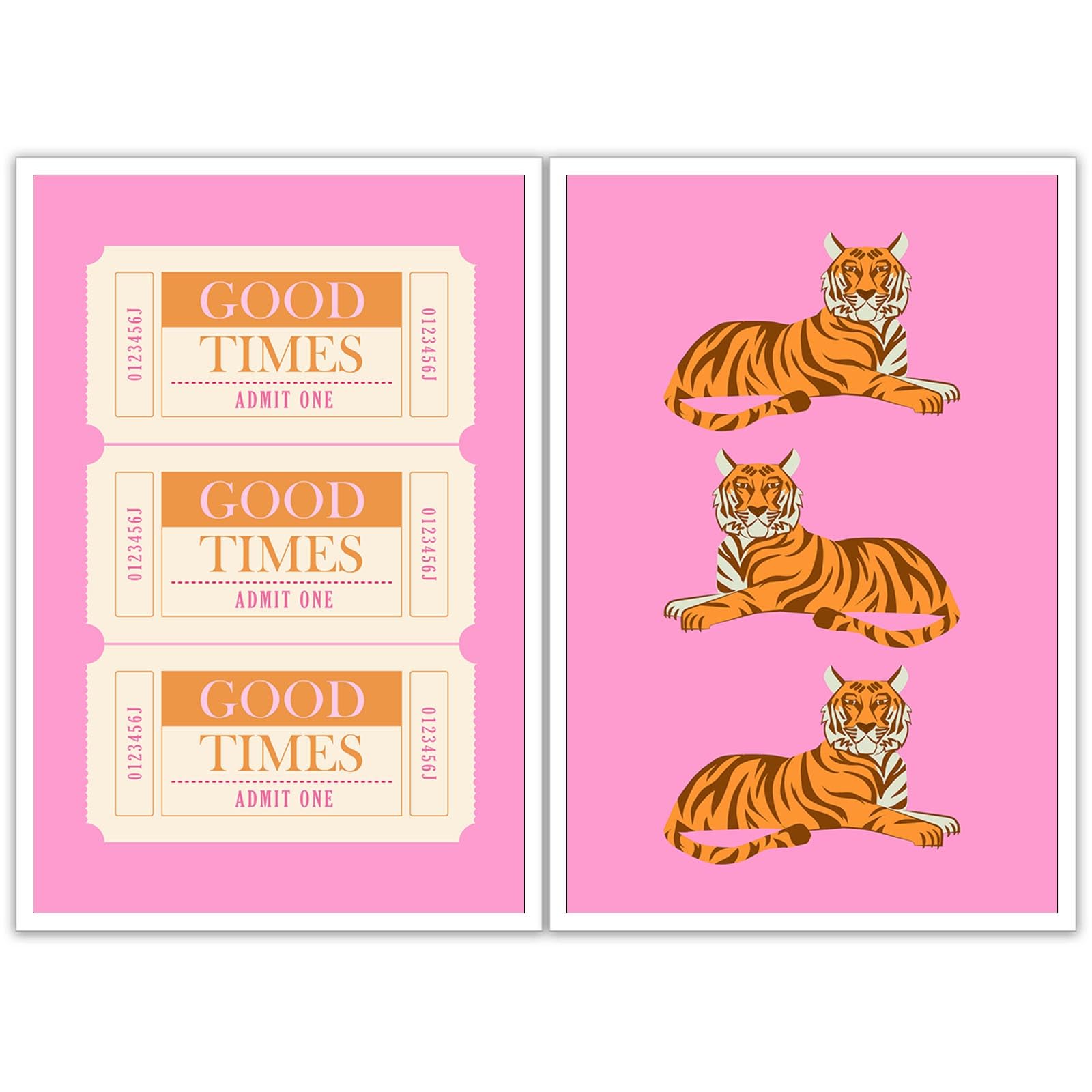 Funny Good Times Ticket Poster Set Of 2 Trendy Retro Yellow Tiger ...