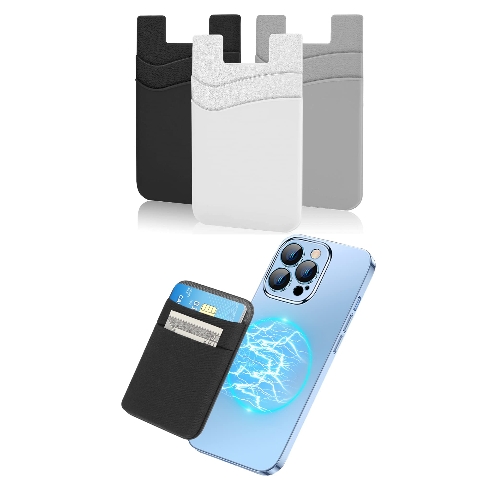 Amazon.com: SHANSHUI Slicone Adhesive Phone Card Holder and Magnetic Wallet for Magsafe Card ...