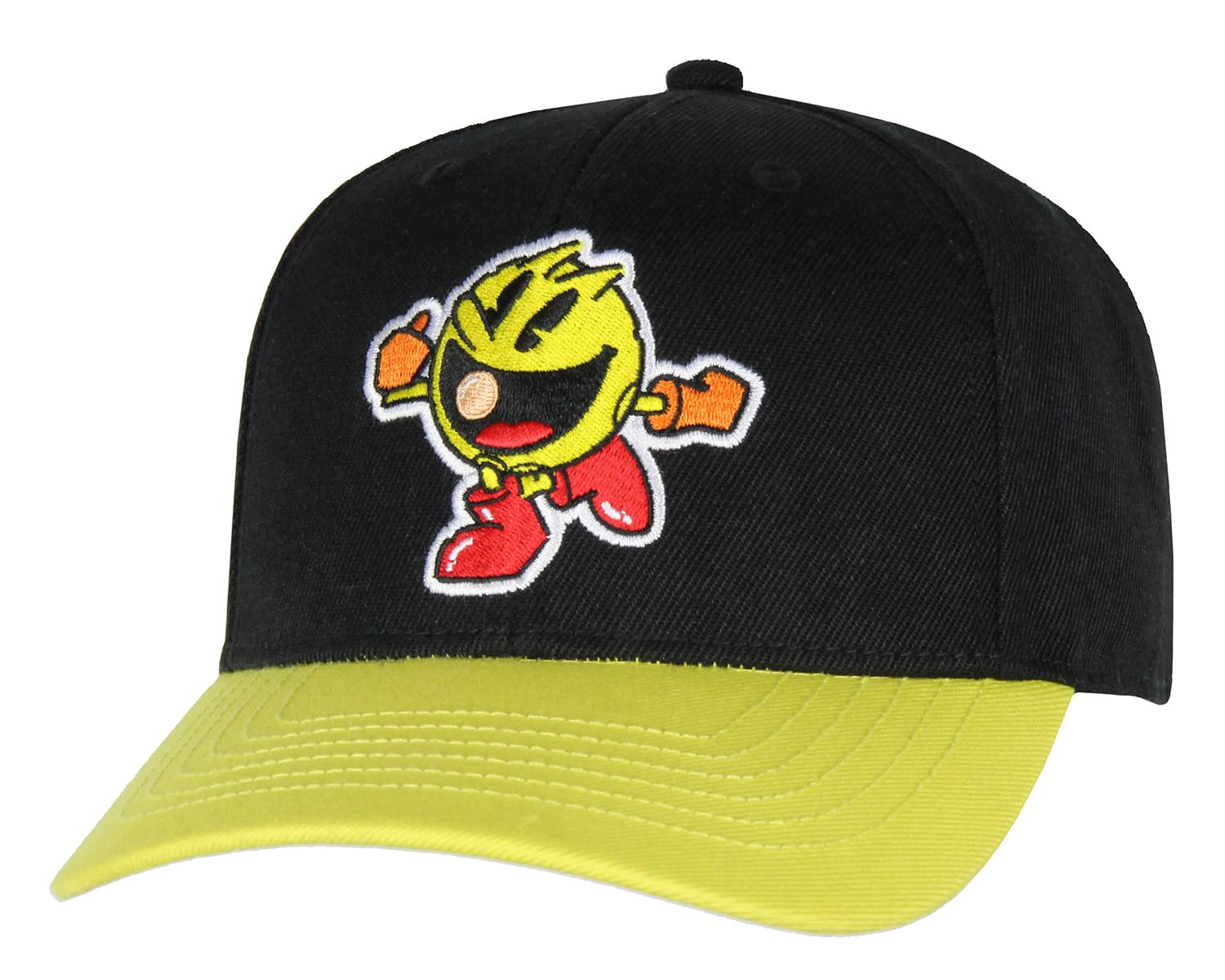 Pac-Man Hat Embroidered Classic Video Game Adjustable Precurve Snapback ...