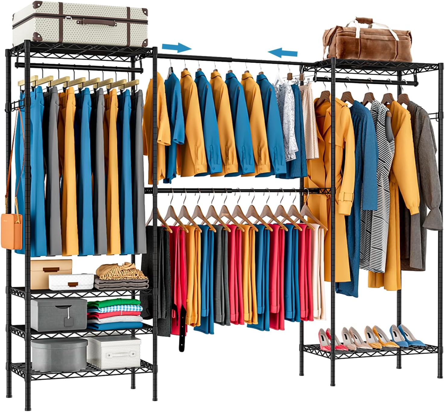 KZOBYD Expandable Wardrobe and Closet Organizer, Freestanding Clothes ...