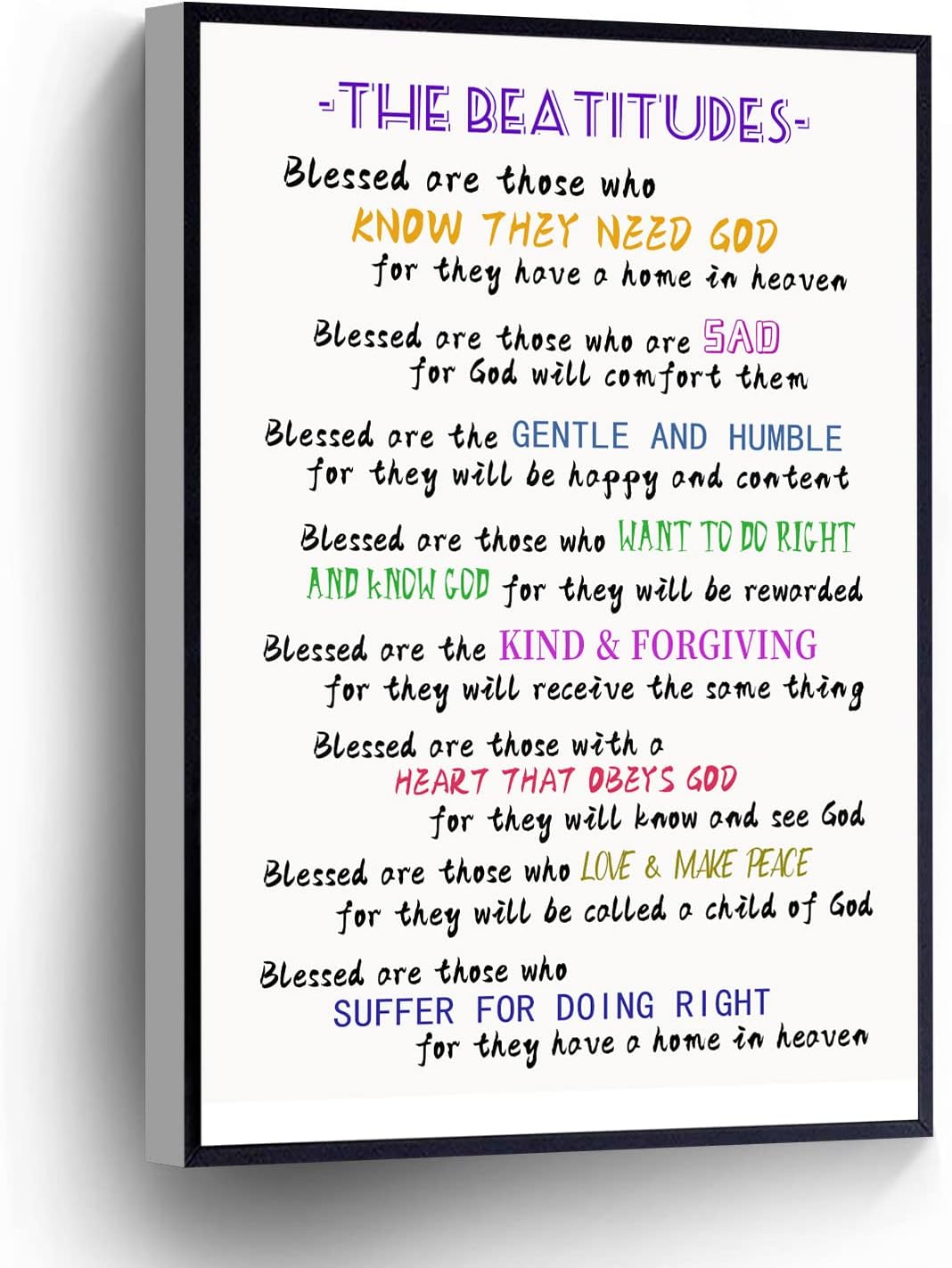 Amazon.com: PUCHYUCT The Beatitudes Canvas Wall Art Kids Bible Verse ...