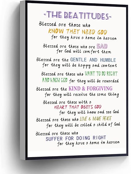 Amazon.com: PUCHYUCT The Beatitudes Canvas Wall Art Kids Bible Verse ...