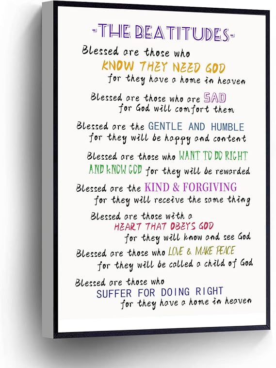 Amazon.com: PUCHYUCT The Beatitudes Canvas Wall Art Kids Bible Verse ...