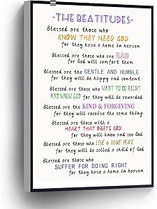 Amazon.com: PUCHYUCT The Beatitudes Canvas Wall Art Kids Bible Verse ...