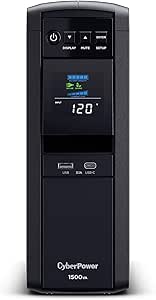 CyberPower CP1500PFCLCD PFC Sinewave UPS System, 1500VA/1000W, 12 tomadas, AVR, minitorre, preto ...