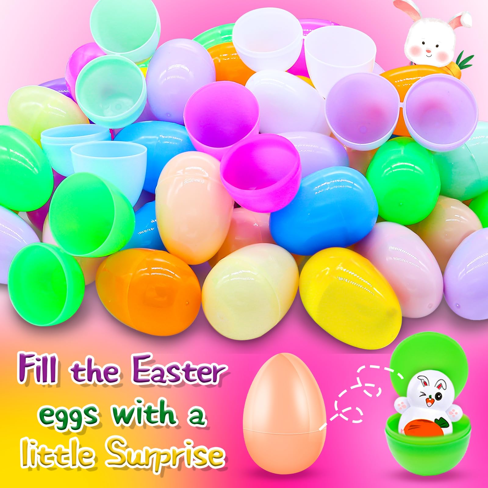 Snapklik.com : 50Pcs Plastic Fillable Easter Eggs,Assorted Colorful Easter Eggs Bulk For Egg ...