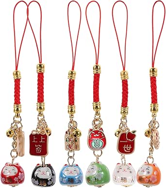 Amazon.com: SAFIGLE 6pcs Lucky Cat Keychains Phone Charm：4.72 Inch ...